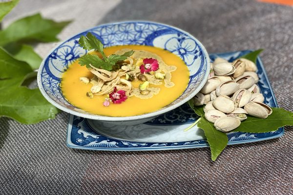 Creamy Carrot Ginger Soup with California Pistachios - Yan Can Cook